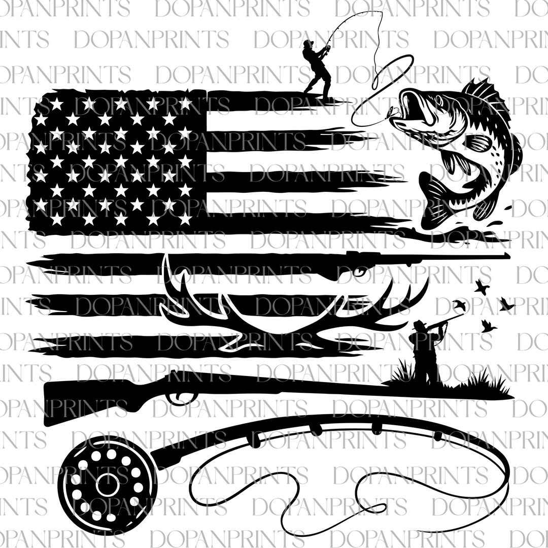 Hunting and Fishing Flag Png, Fishing and Hunting American Flag Png ...