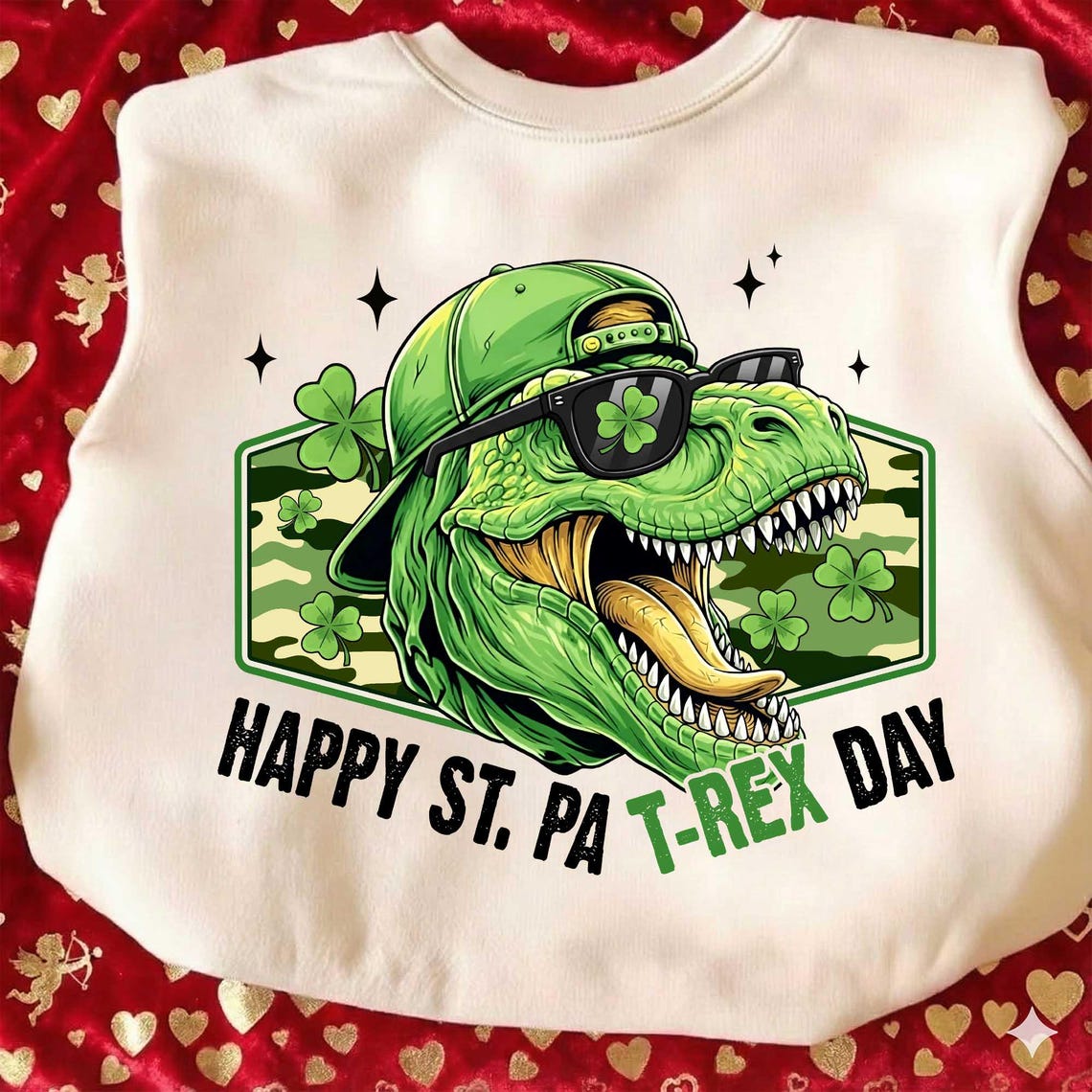 Happy St.pat-rex Day Png PNG, Camo St Patricks Png, Clover Shamrock Png ...
