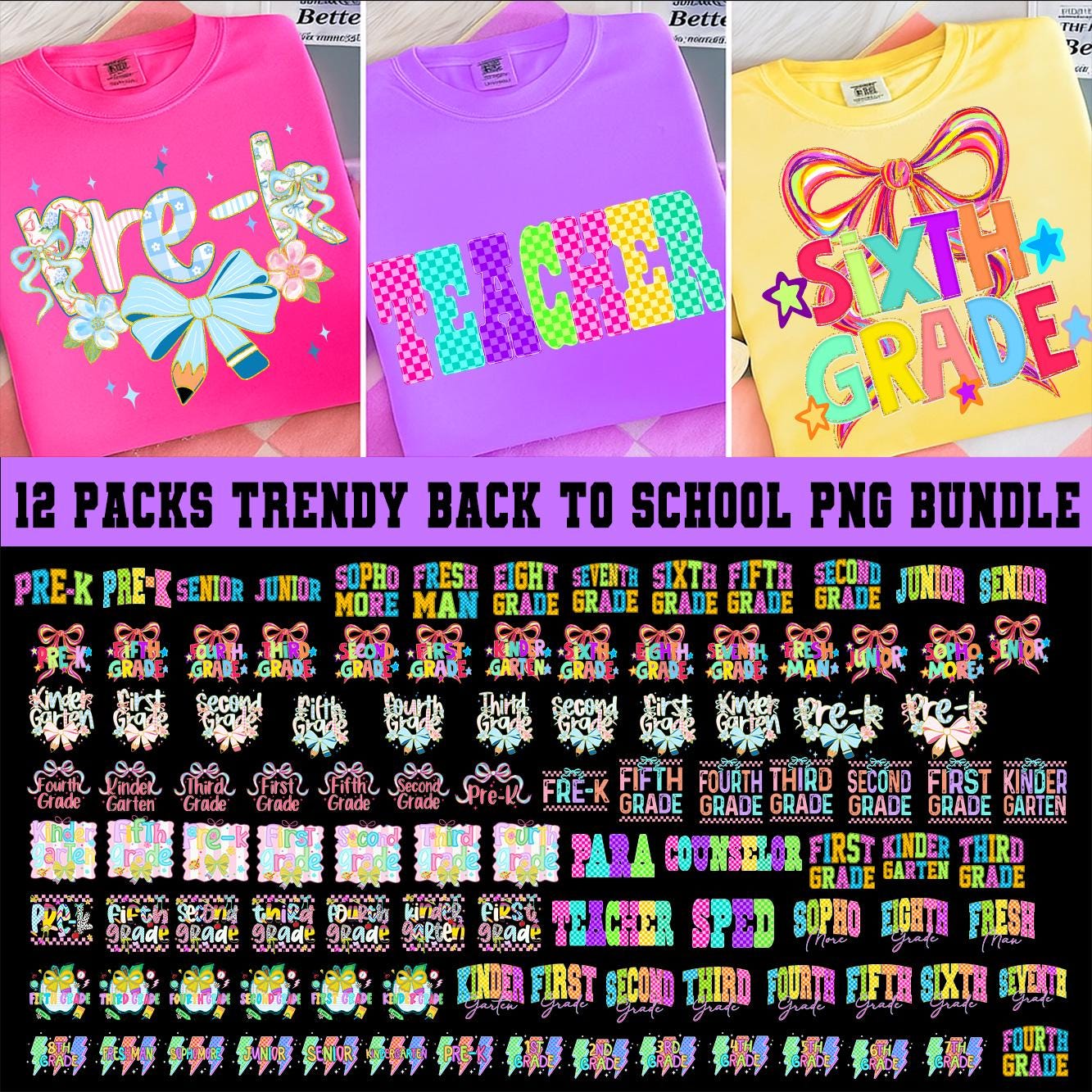 Back to School Bundle PNG, Coquette Teacher First Day of School Png ...