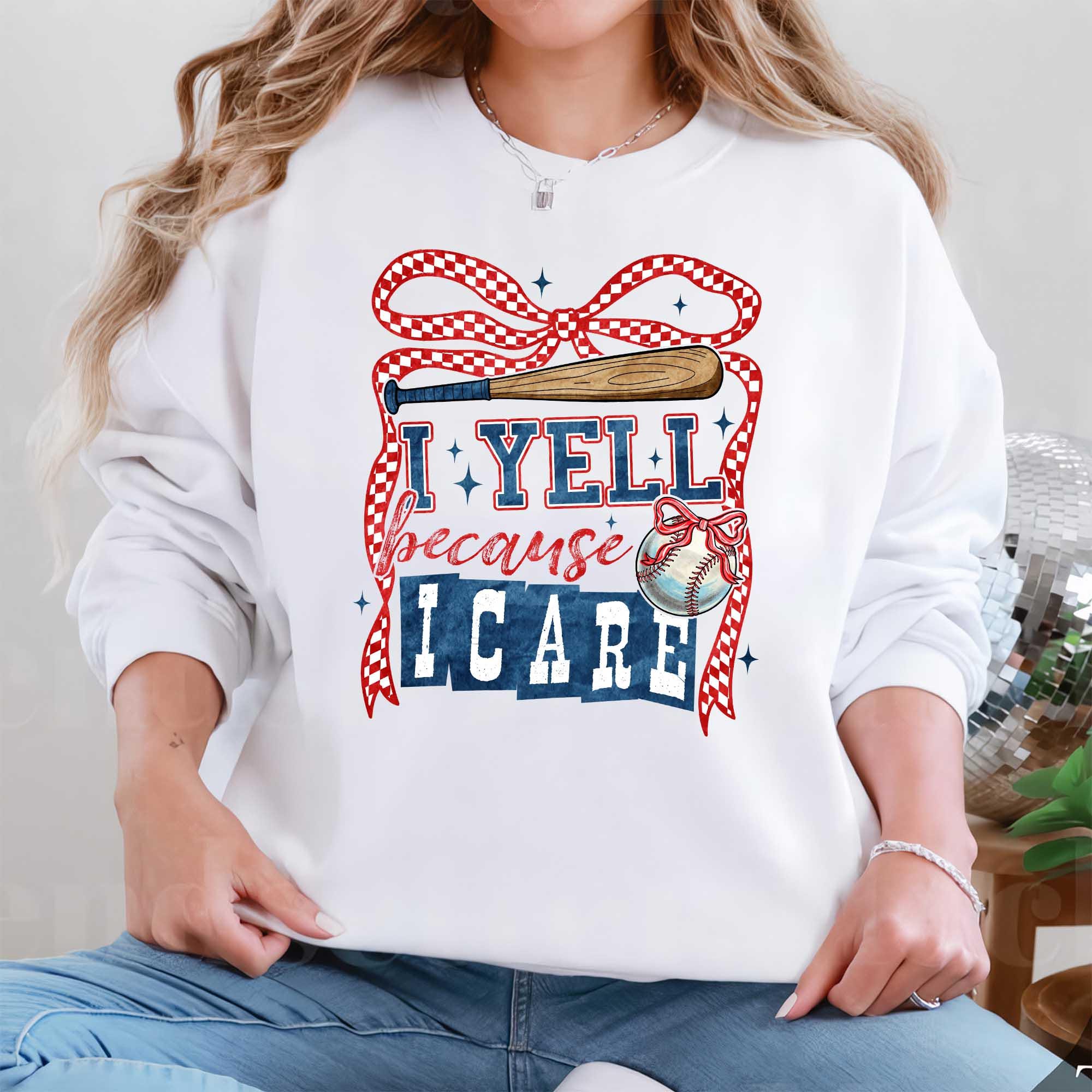 I Yell Because I Care PNG, Coquette Baseball Png, Funny Sports Mom PNG ...