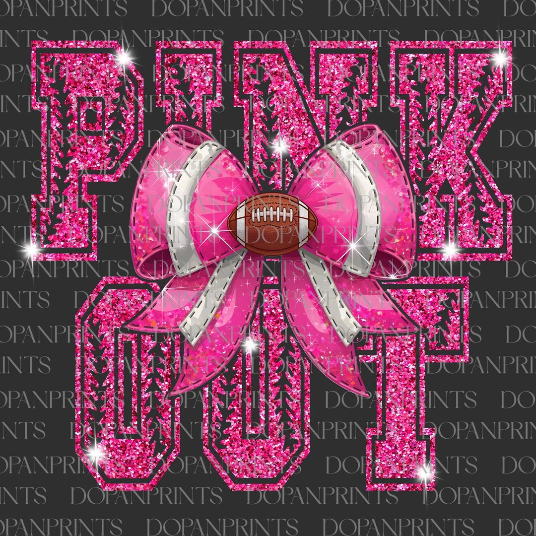 Glitter Football Pink Out Png, Breast Cancer Football Coquette Png ...