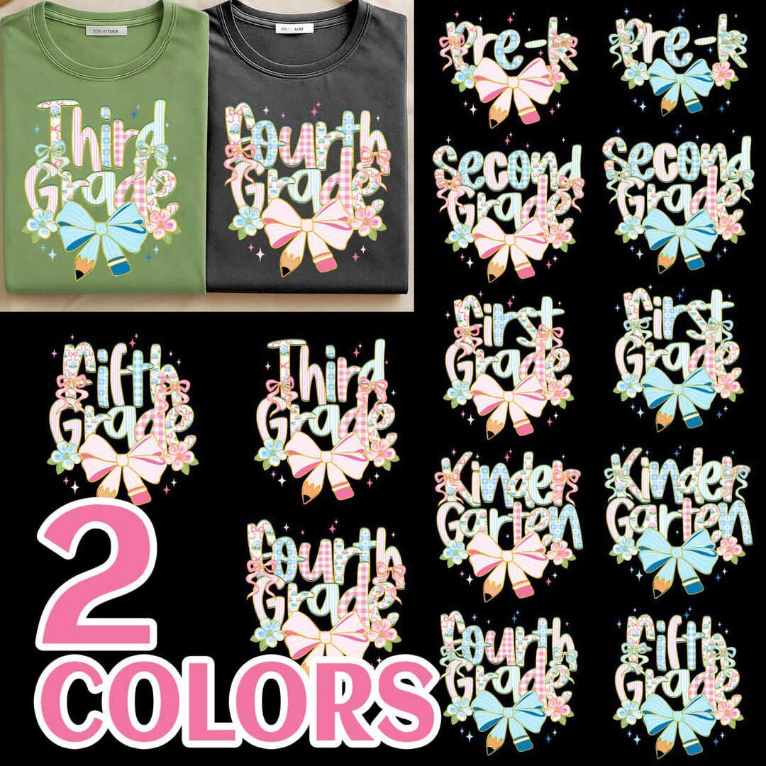 Preppy Back to School Bundle, Coquette Teacher PNG Shirt, First Day ...
