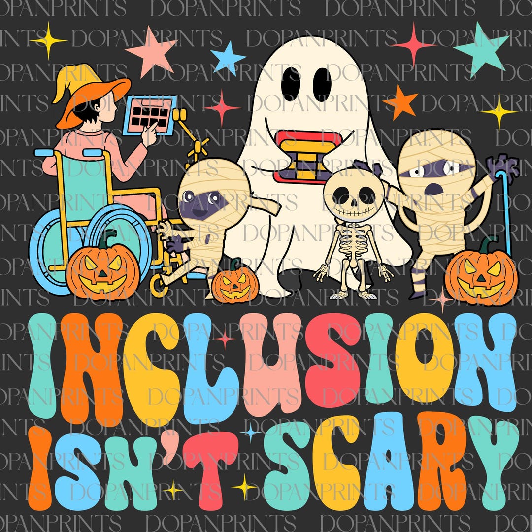 Inclusion Isn't Scary Png, Cute Skeleton Ghost Halloween Png, Pumpkin ...