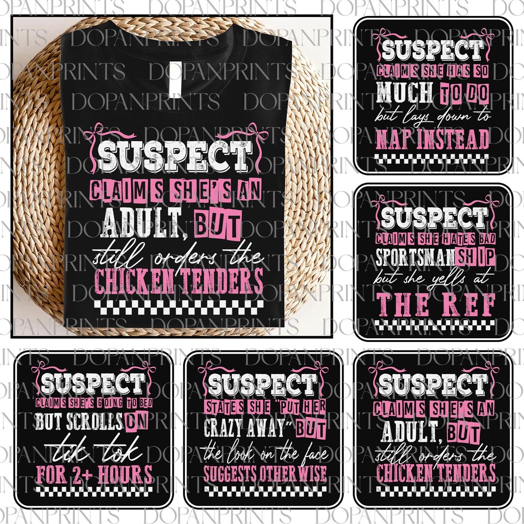 Suspect Claims Svg Png Bundle, Suspect Trendy, Pink Coquette Design ...