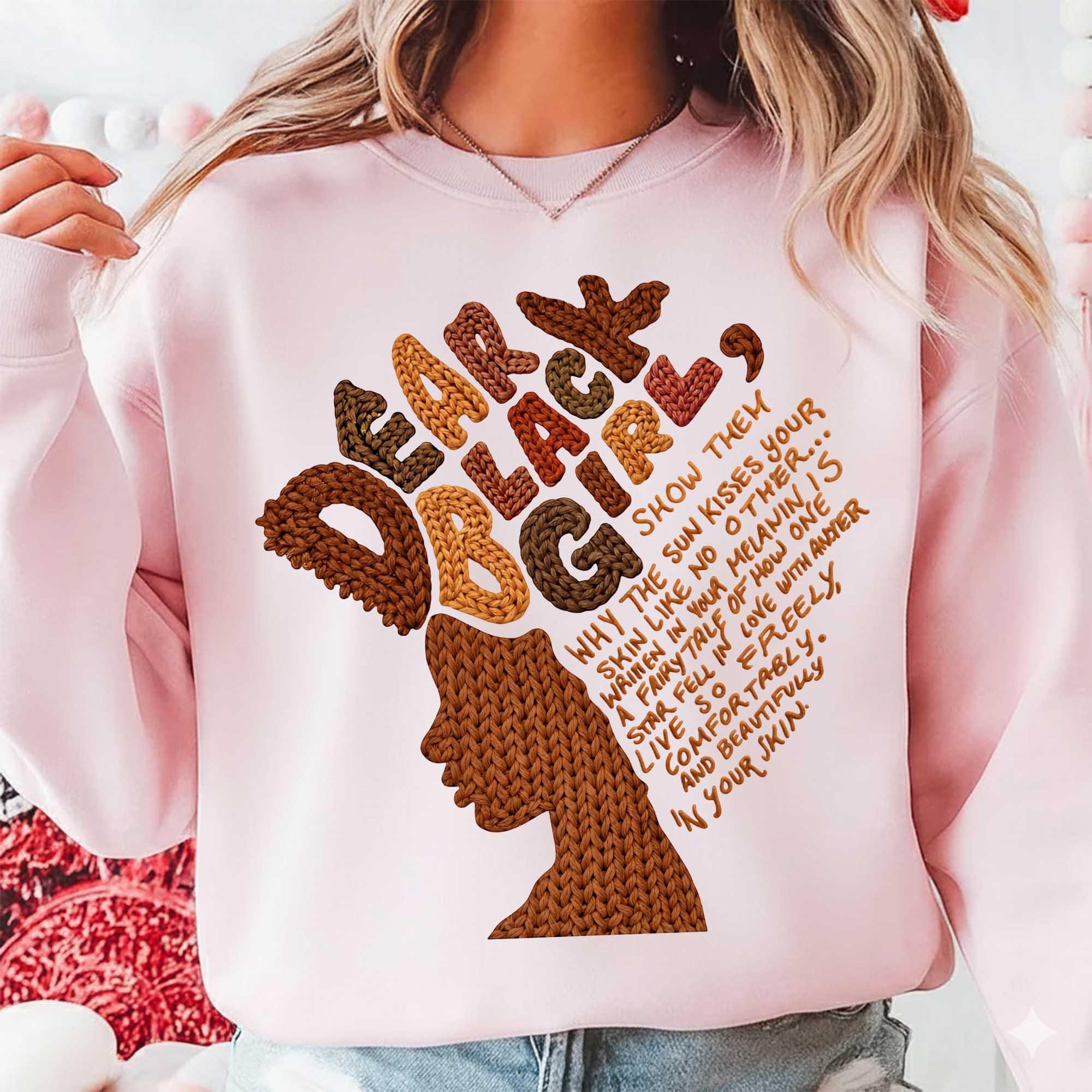 Faux Yarn Dear Black Girl Png, Latch Hook Yarn Crochet Black History ...