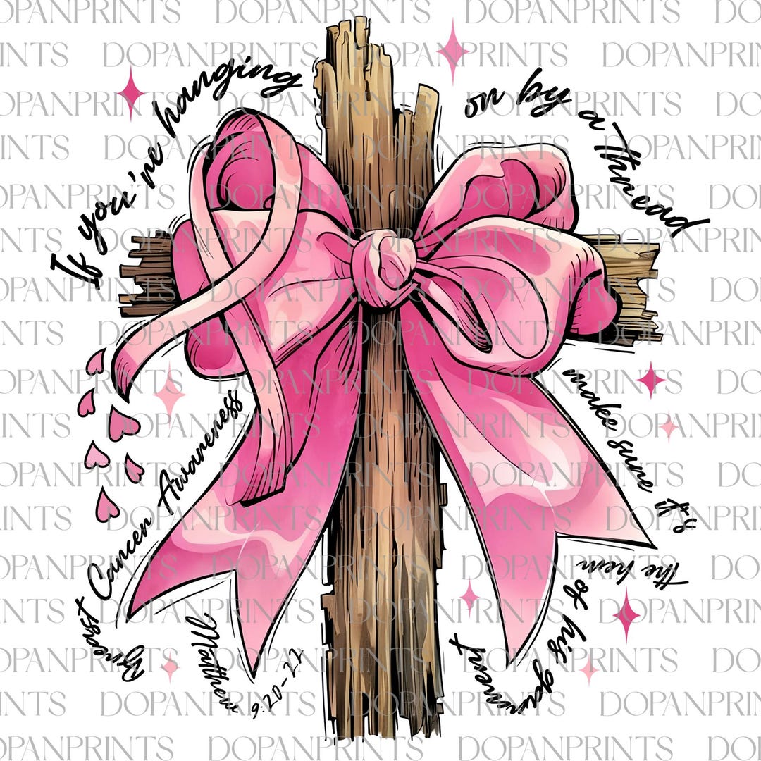 Jesus Pink Bow Cross Breast Cancer Png, Breast Cancer Awareness Png ...