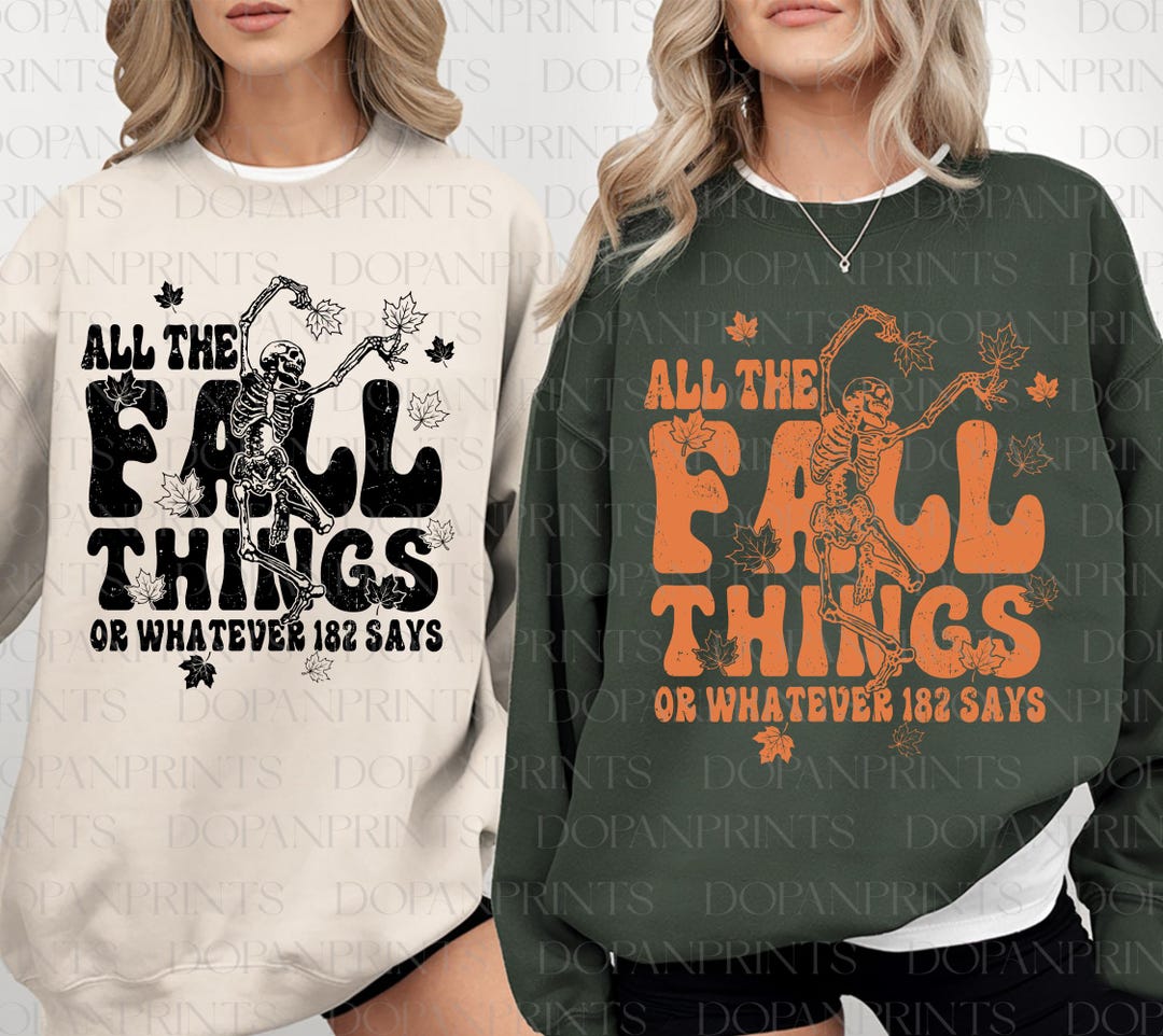 All the Fall Things Halloween PNG Bundle, Funny Skeleton Fall Digital ...