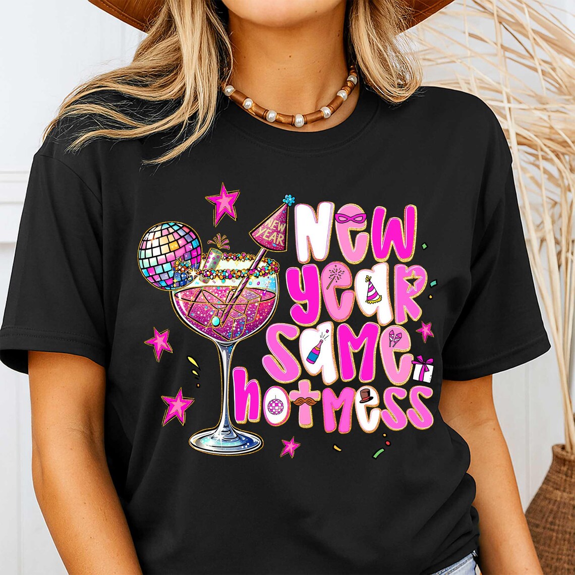New Year Hot Mess Ng, Funny Drinking Martini Png, Disco Ball New Year ...
