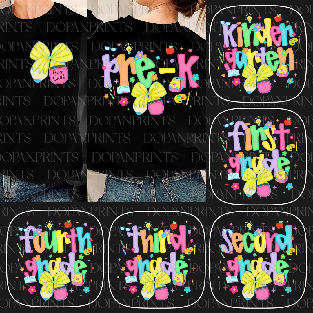 Custom Preppy Back to School Bundle PNG, Kindergarten Pre-k 1st 2nd 3rd ...