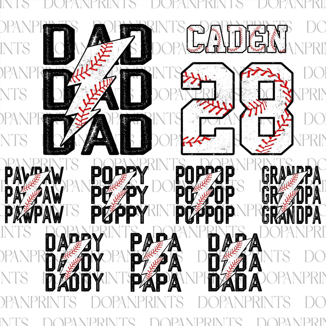 Bundle Personalized Baseball Dad Png, Dad Lightning Bolt Png, Father's ...
