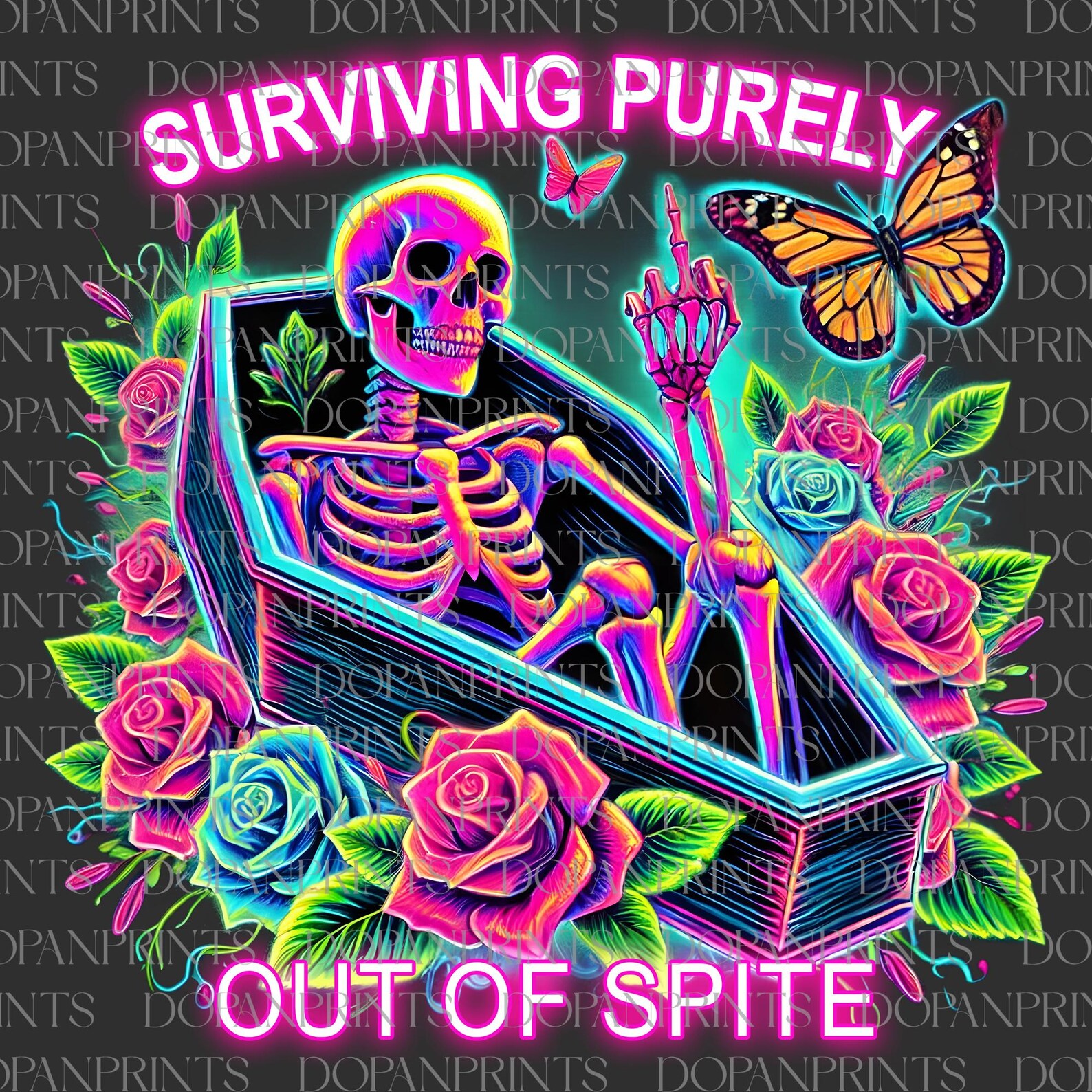 Surviving Purely Out of Spite Png, Funny Skeleton Halloween Png, Spooky ...