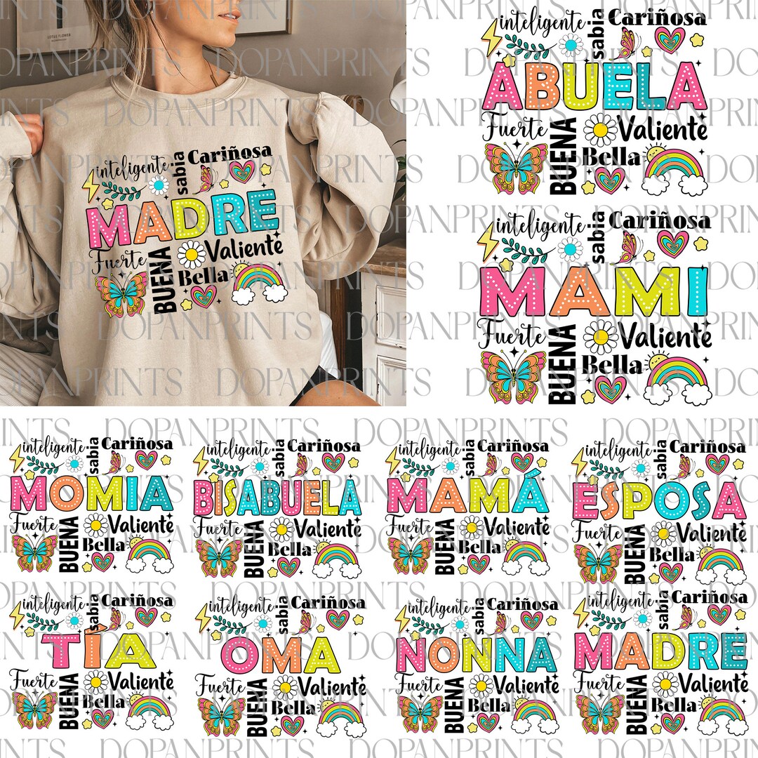 Bundle 10 Madre Png, Spanish Mama Png, Happy Mother's Day, Latina Mom ...