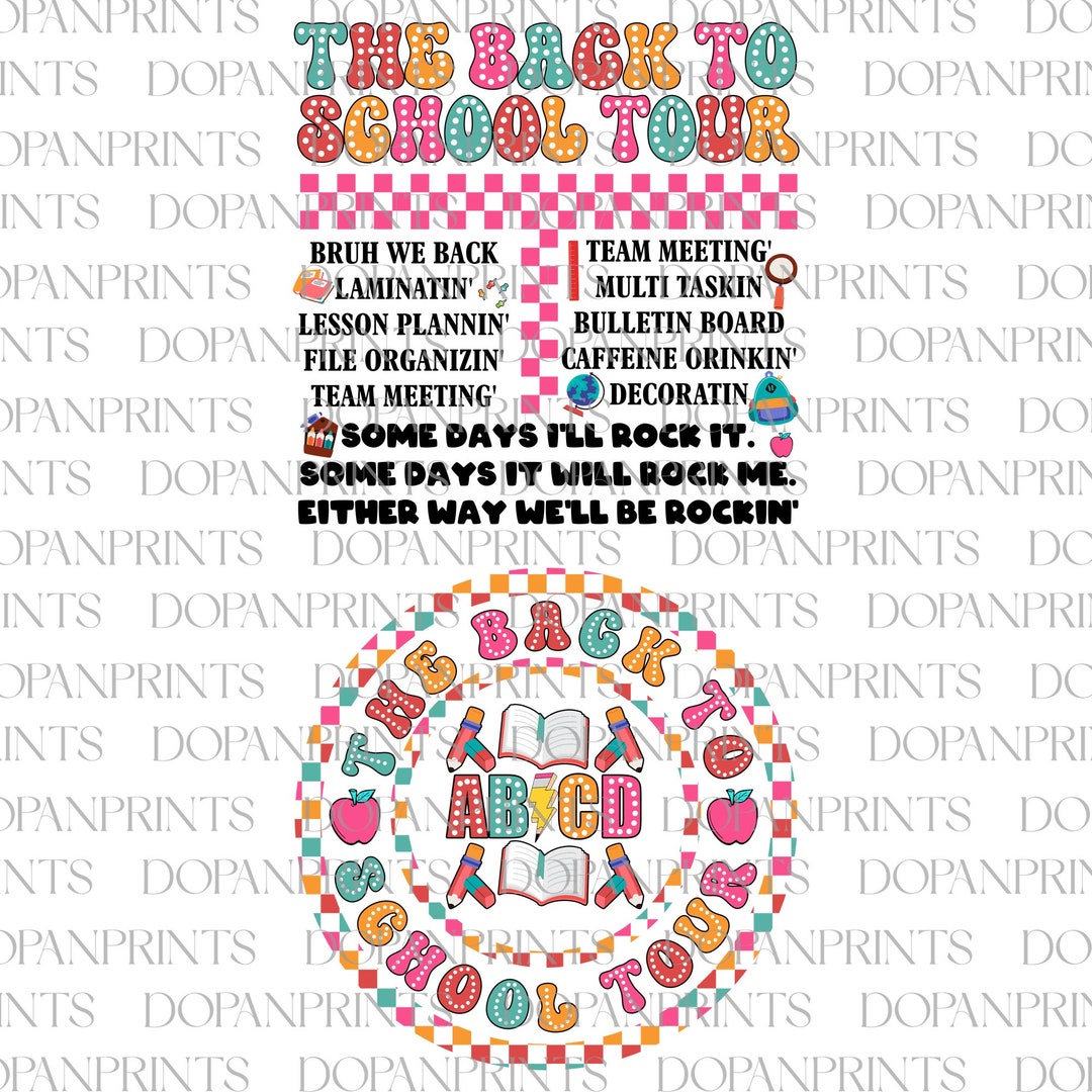 Bundle the Back to School Tour Png, ABCD Teacher Png, First Day of ...