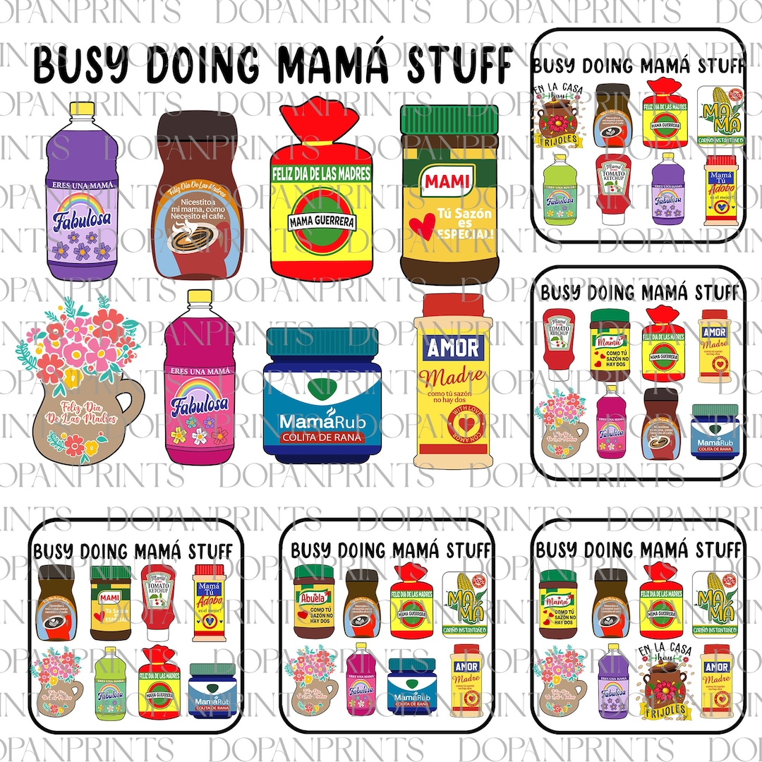 Bundle Mama Topper Multipack Svg Png, Busy Doing Mamá Stuff Svg, Retro ...