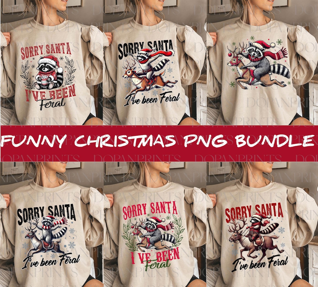 Sorry Santa I've Been Feral Png, Funny Raccoon With Santa Claus Hat Png ...