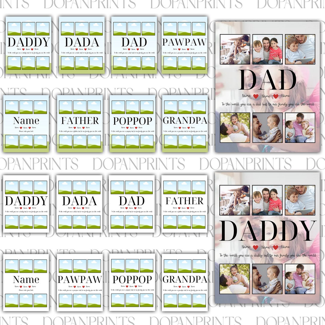 Editable Daddy Photo Collage, Personalized Dad Frame, Best Dad Photo ...