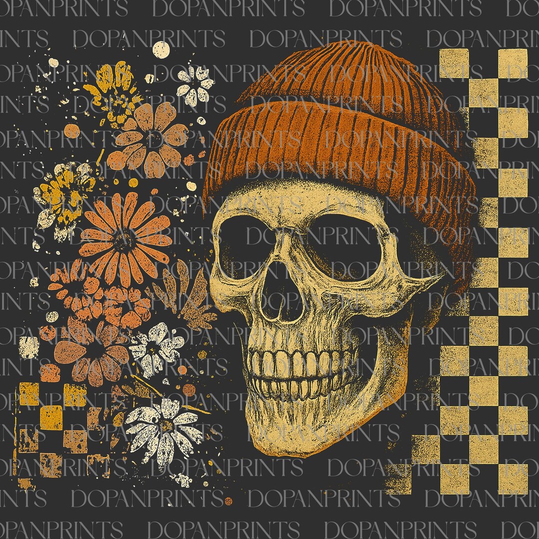 Halloween Fall Skull Boho Png, Retro Floral Skeleton Png, Spooky Skull ...