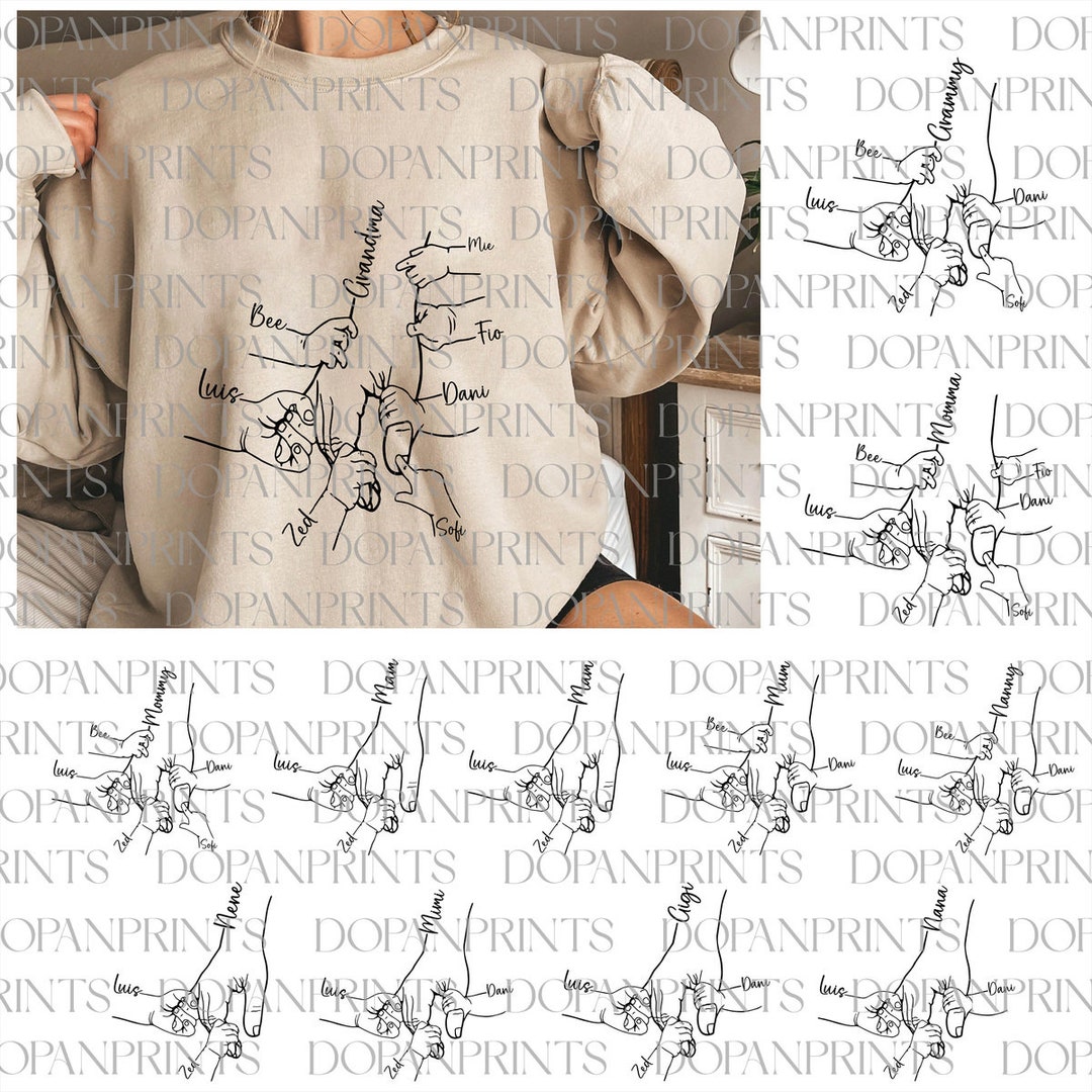 Custom Grandma and Kid Hands Svg, Mama Hand Svg, Mother's Day Fist Bump ...