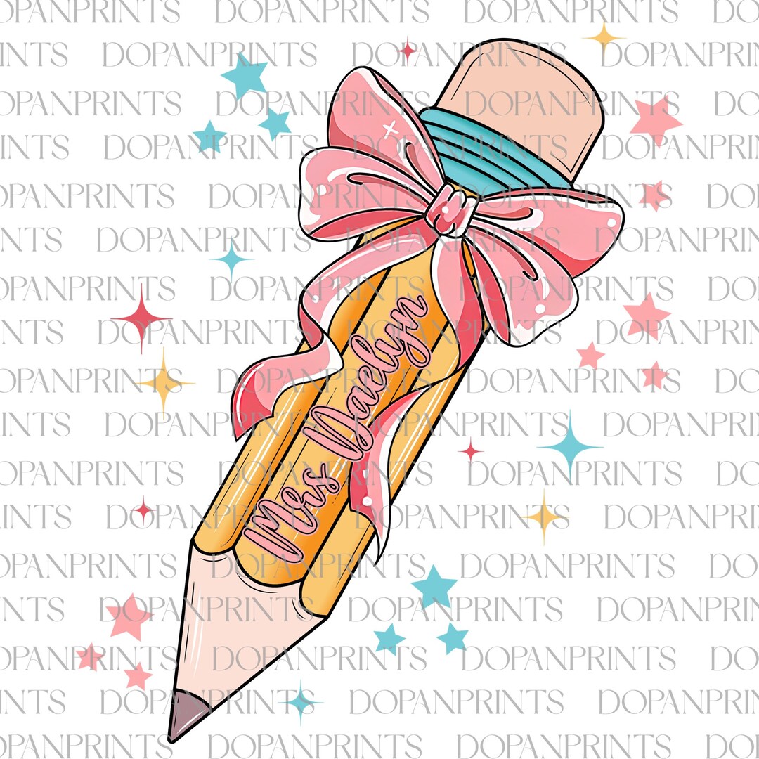 Custom Teacher Pencil Coquette Bow Design, Teacher Coquette Bow Png ...