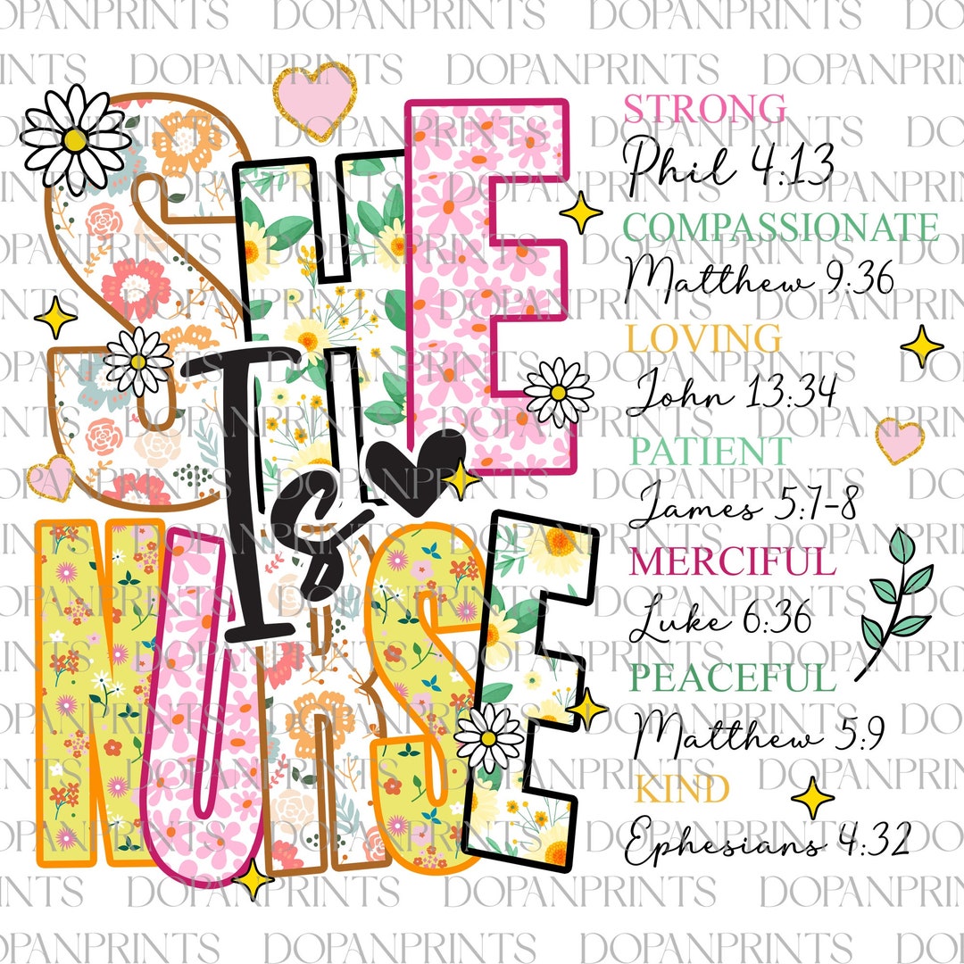 She is Nurse Png, Nurse's Day 2024 Png, Religious Png, Retro Floral ...