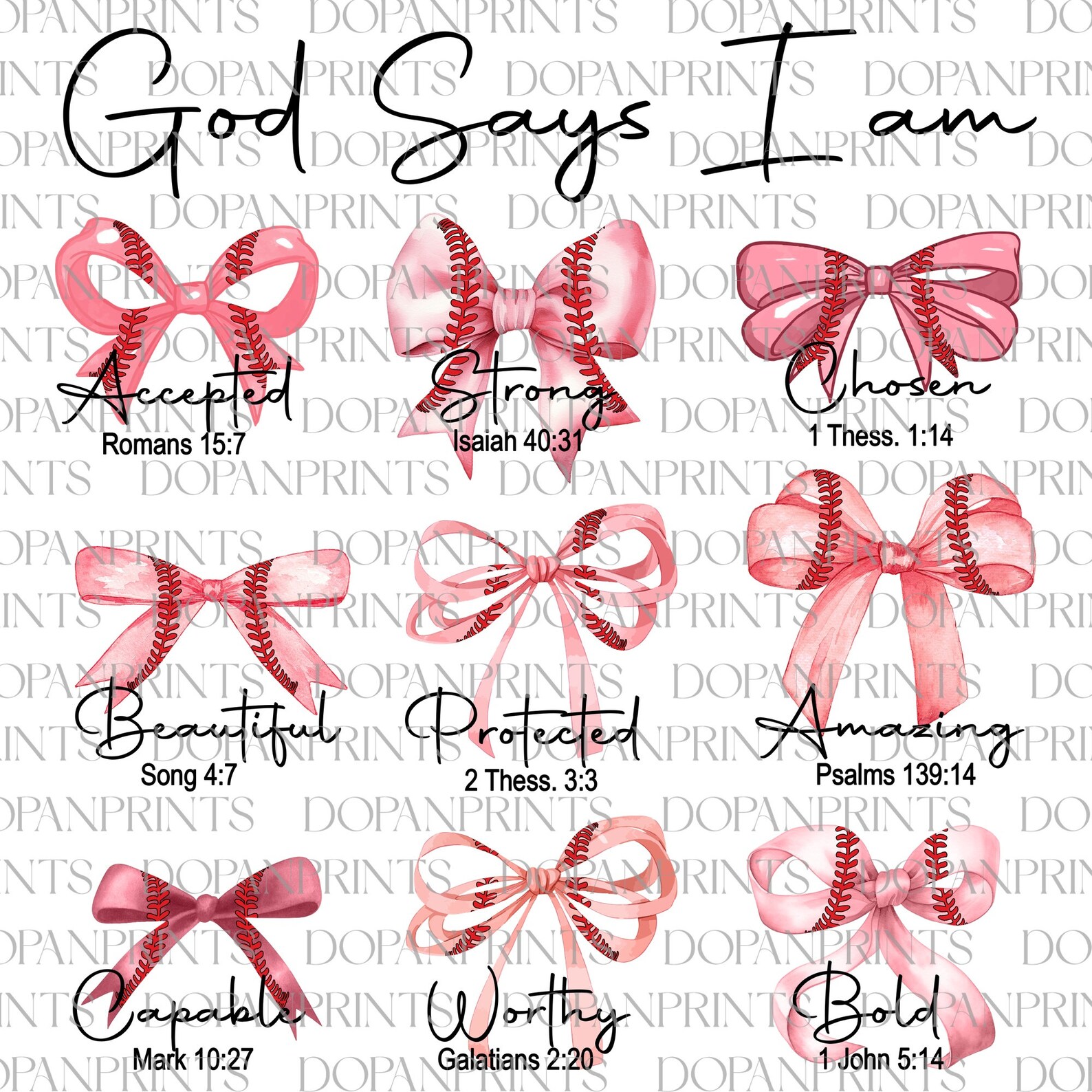 God Says I Am Png, Baseball Coquette Bows Png, Soft Girl Era Png, Pink ...