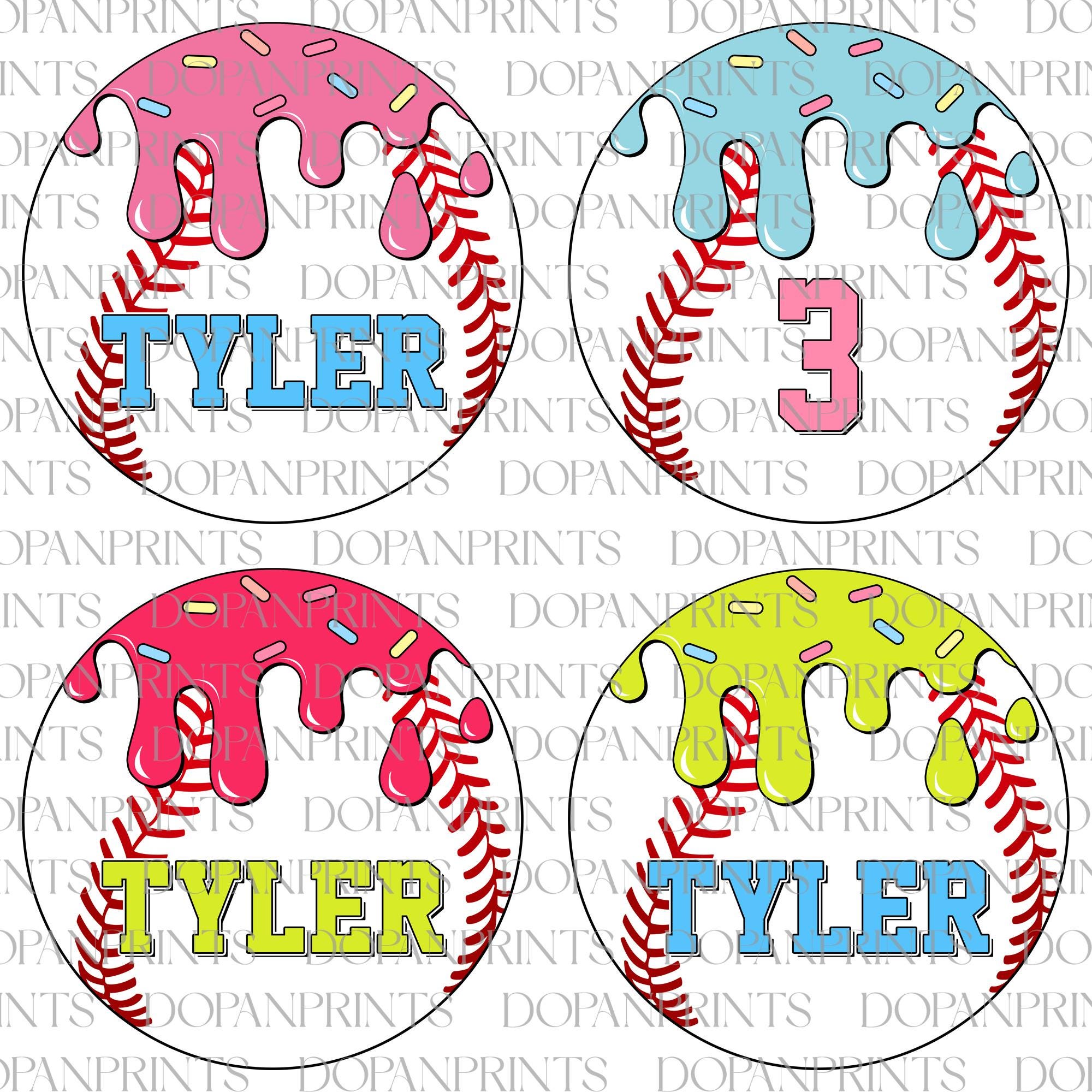 Personalized Baseball Ice Cream Drip Png Bundle, Sport Ice Cream Drip ...