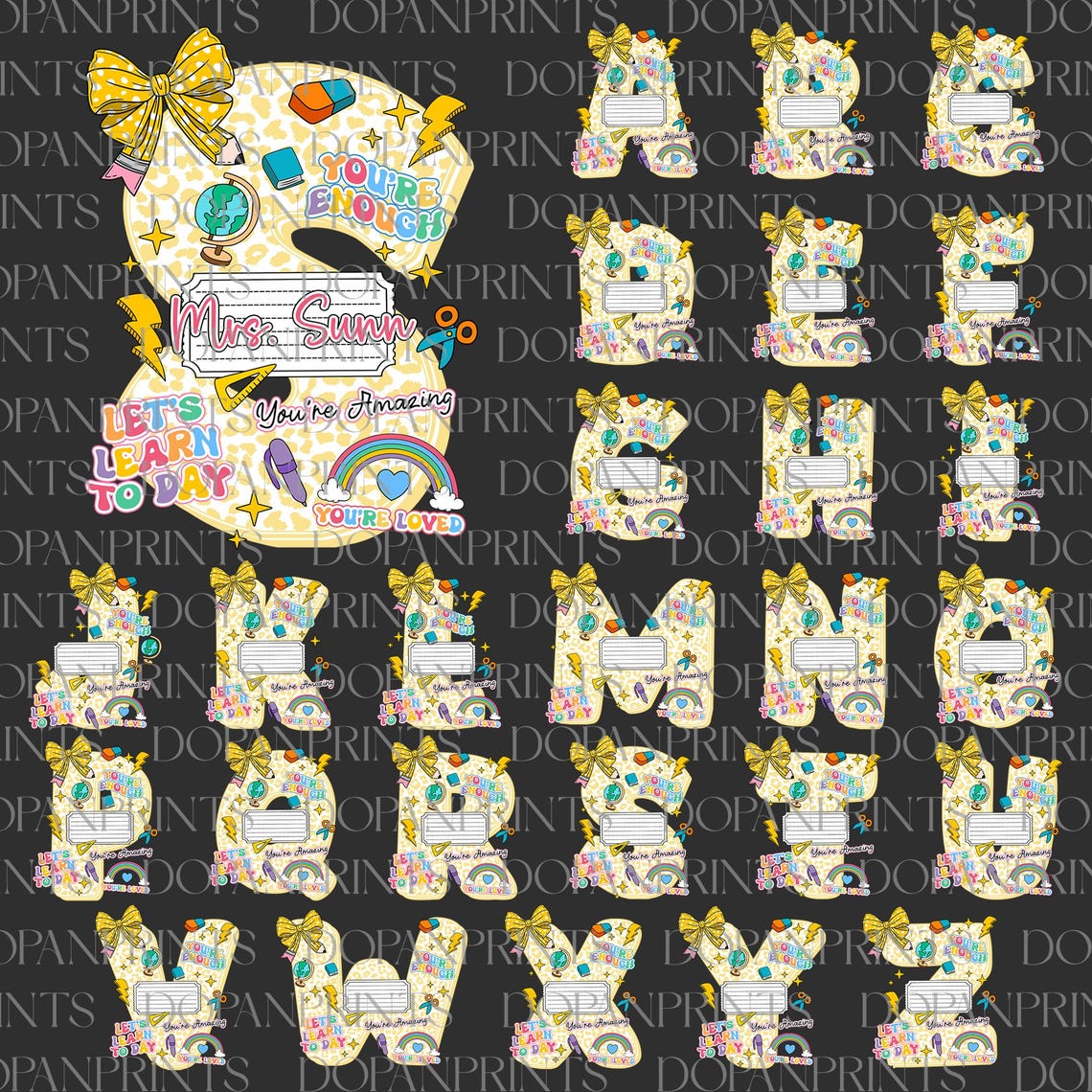 Back to School Alphabet PNG Bundle, First Day of School Png, Leopard ...