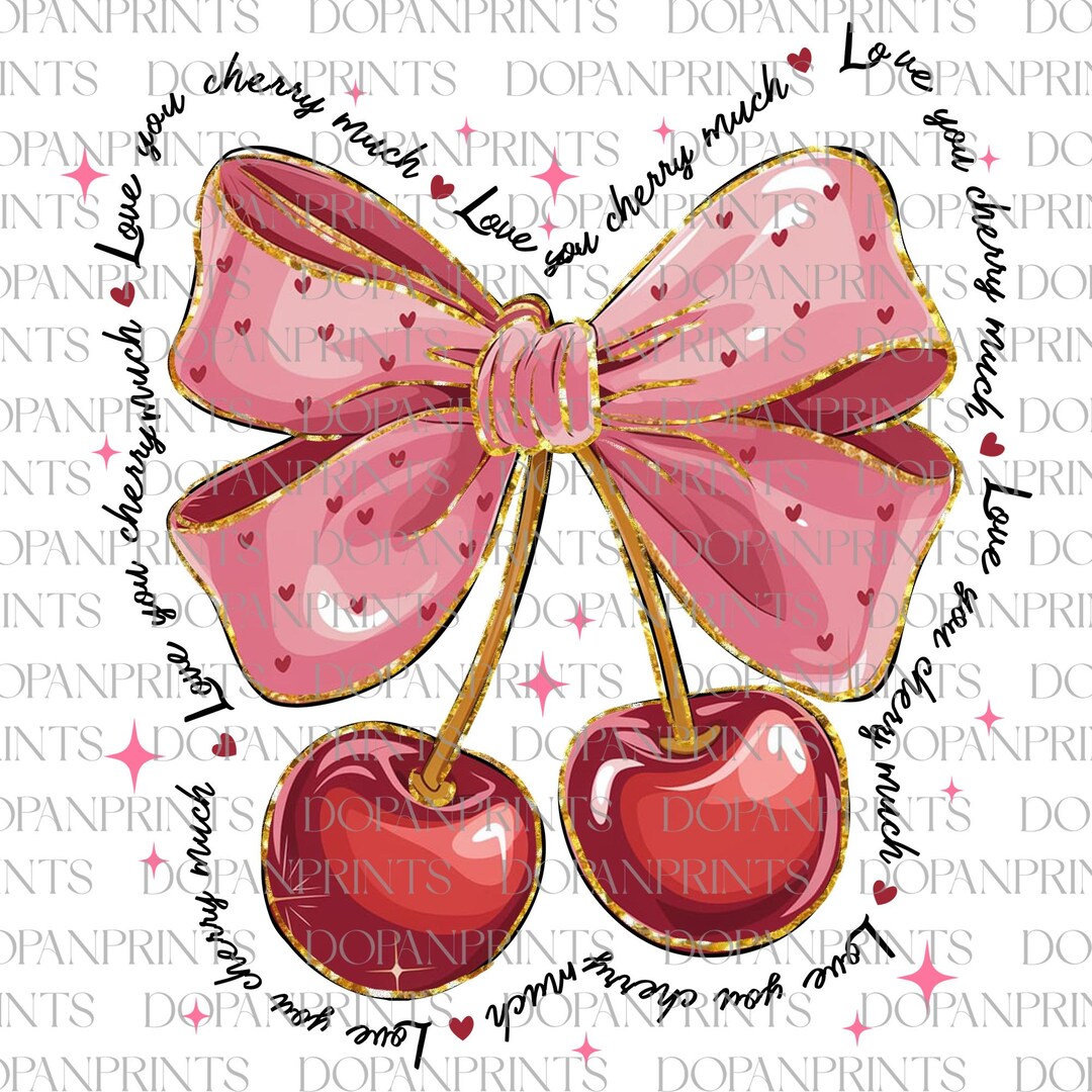 Love You Cherry Much Png, Valentine Coquette Heart Png, Cherry Love Png ...