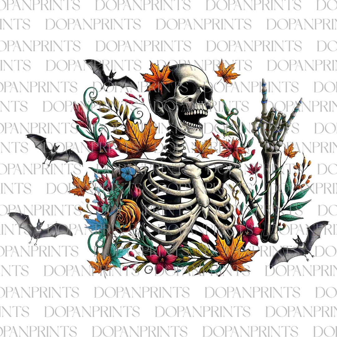 Skeleton Halloween Png, Retro Halloween Png, Fall Png, Pumpkin Png ...