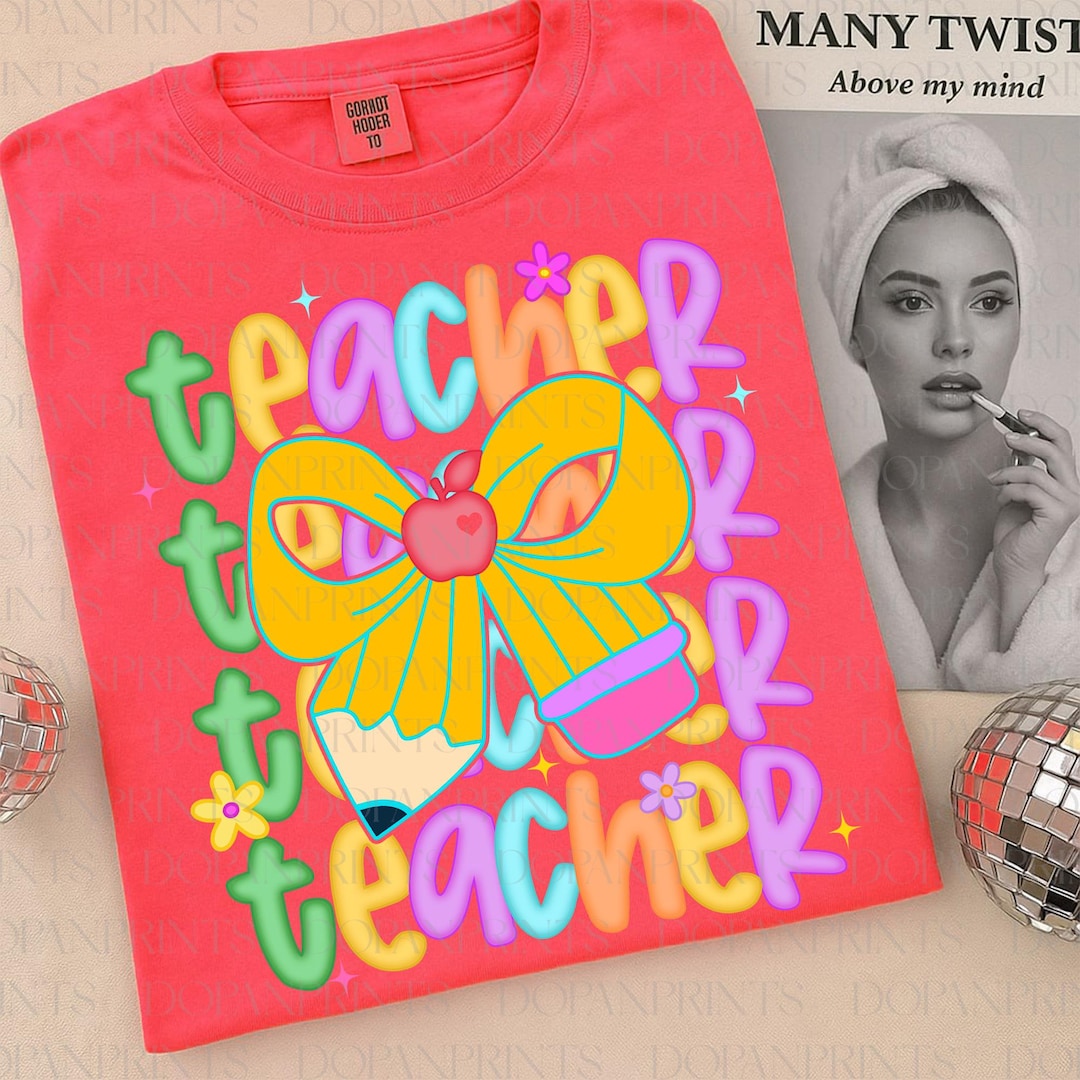 Preppy Teacher Pencil Coquette Bow Doodle Png, Back to School, Preppy ...