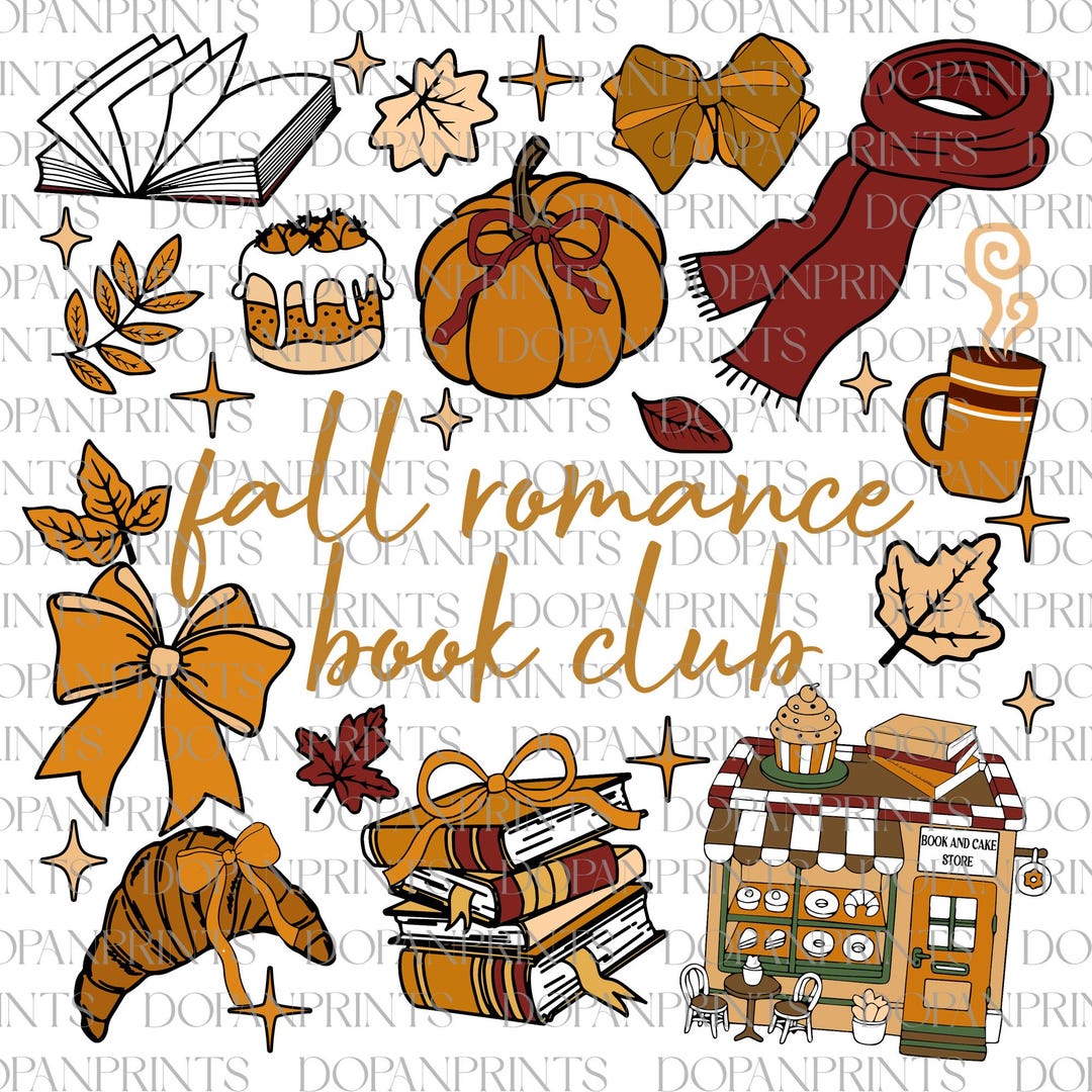 Fall Romance Book Club Png, Coquette Fall Png, Book Lover Clipart ...
