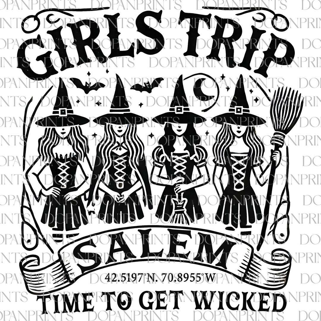 Girls Trip Time to Get Wicked Png, Witch Halloween, Retro Halloween Png ...