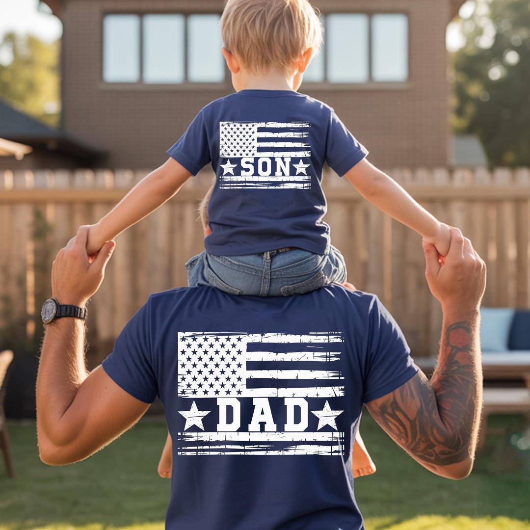 Dad American Flag Png Bundle, Dad and Boy Matching Shirt, Father's Day ...