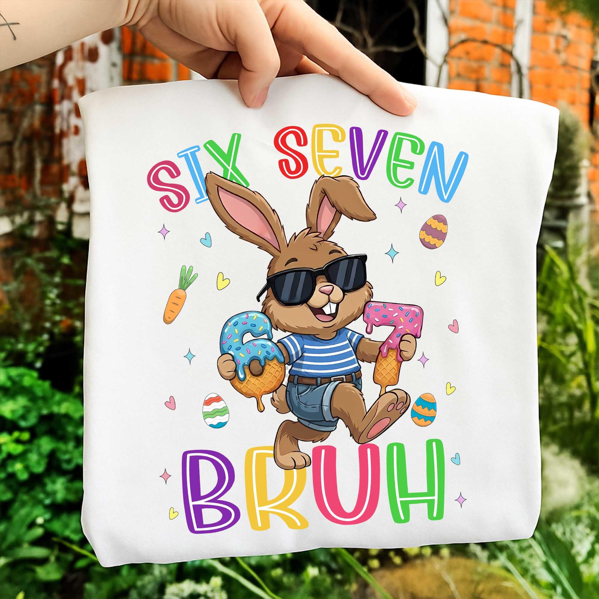 Six Seven 6 7 Bruh Png, Easter Day PNG, Preppy Six Seven Bunny Png ...