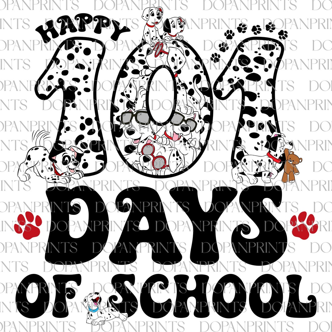 101 Days of School Png, 101 Days of School Dalmatian Dog Png, 101 Days ...