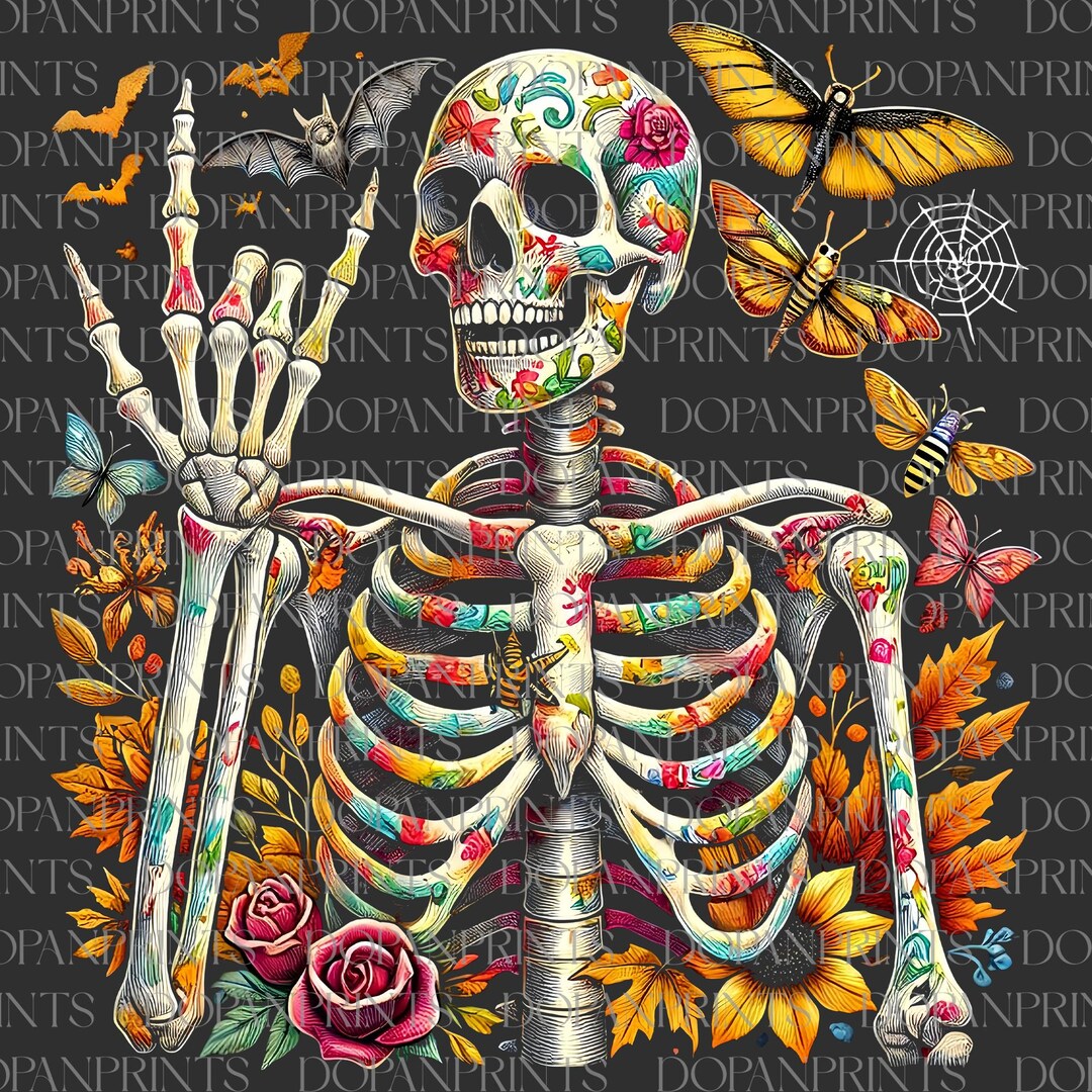 Funny Skeleton Halloween Png, Fall Vibes Png, Pumpkin Png, Vintage ...