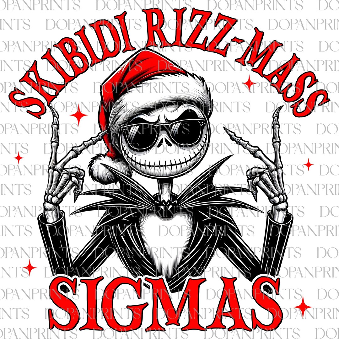 Skibidi Rizz Mass Sigmas Png, Funny Skeleton Christmas Movies Png ...