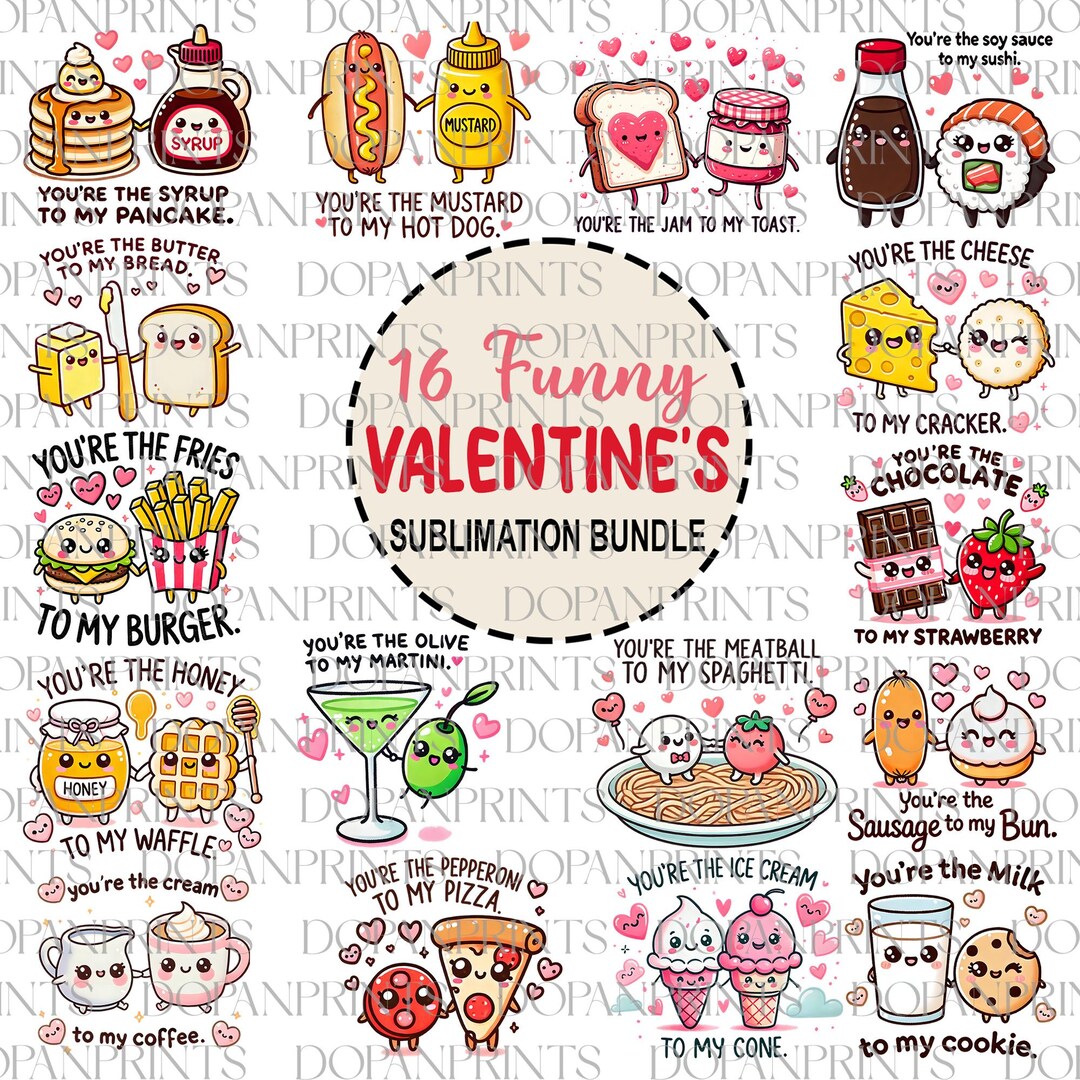 Funny Food Pun Valentine PNG Bundle, Valentines Day PNG, Funny Couple ...