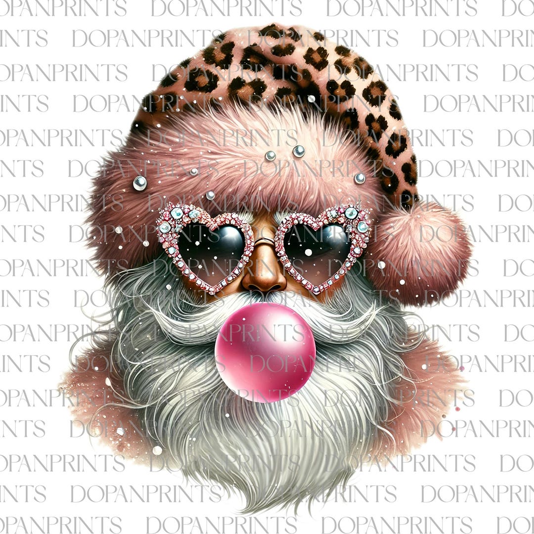 Santa Christmas Blowing Bubble Png, Leopard Merry Christmas Santa PNG ...
