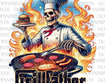 Grill Father Png, Father's Day Png, Funny Dad Skeleton Png, Grilling ...