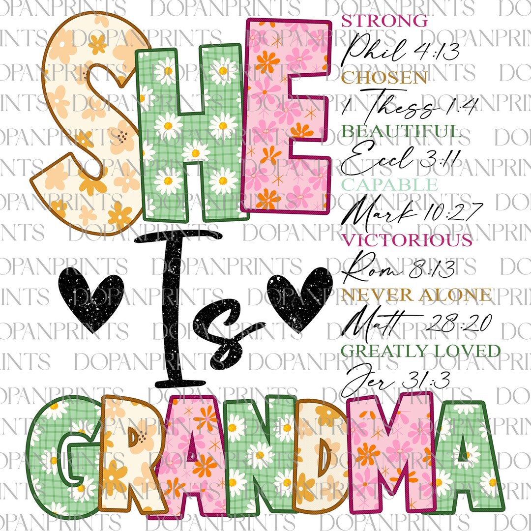 She is Grandma Png, Retro Strong Grandma Floral Png, Religious Png ...