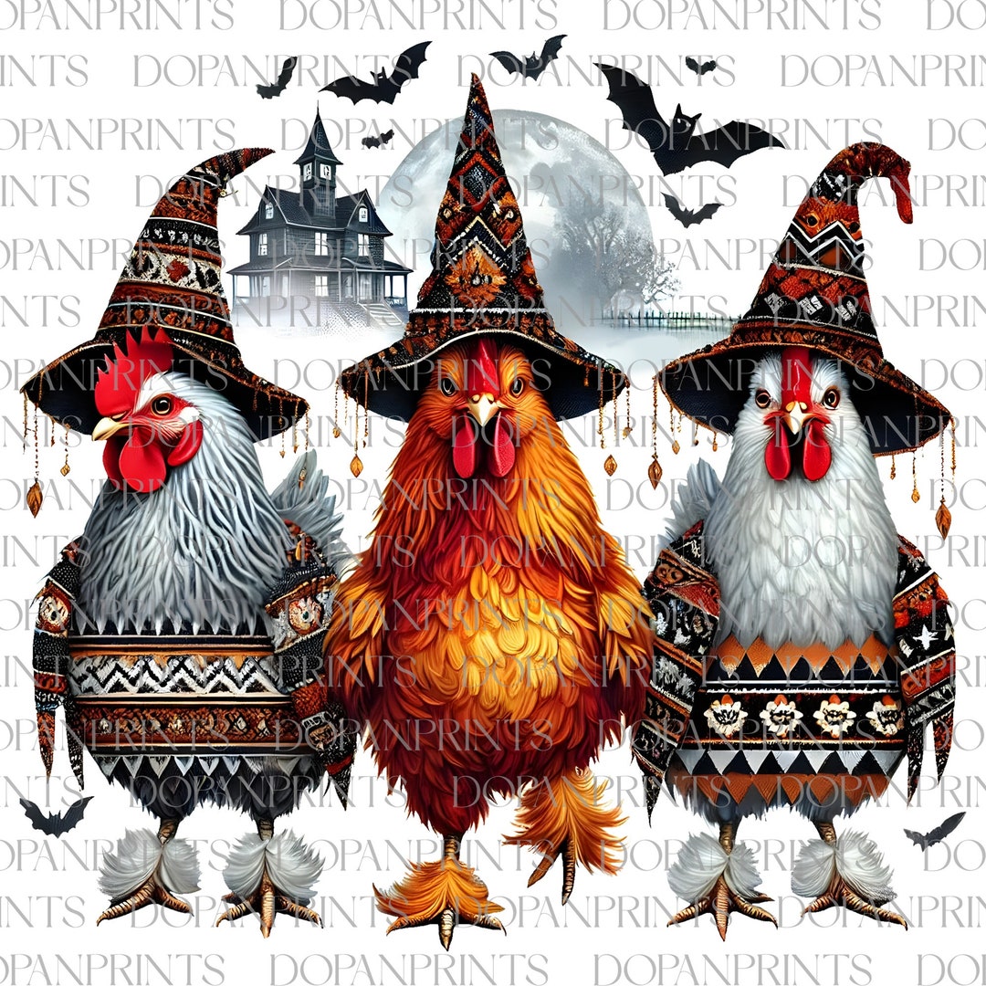 Halloween Png, Spooky Chickens Png, Witch Png, Haunted House Chickens ...