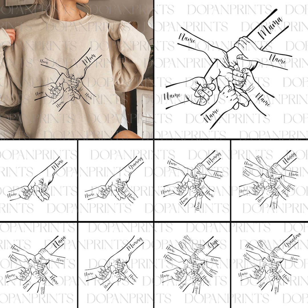 Paquete de 10 manos SVG para el Día de la Madre, manos personalizadas ...