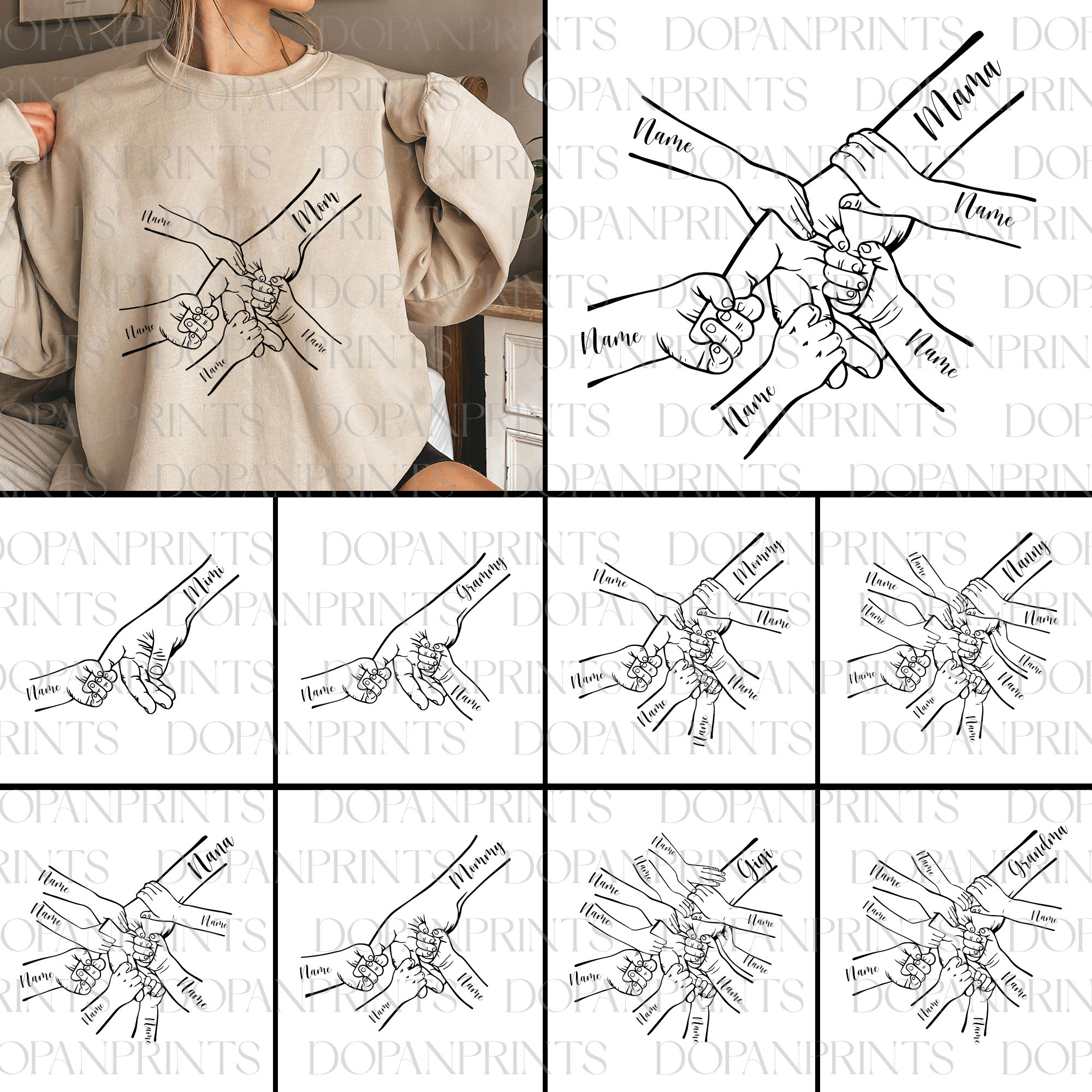 Paquete de 10 manos SVG para el Día de la Madre, manos personalizadas ...