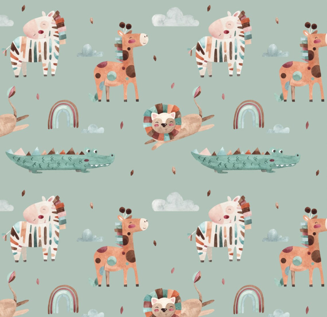 Digital Fabric Design - Rainbow Animals - Seamless Pattern Seamless ...