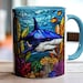 Shark Mug, Ceramic Shark Coffee Cup 11oz, Stained Glass Shark Themed ...