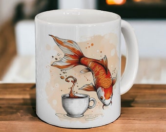 Koi Fish Mug Koi Fish Gift Amur Carp Oriental Design Fish Lover Mug ...