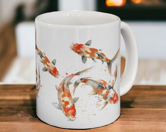 Koi Fish Mug Koi Fish Gift Amur Carp Oriental Design Fish Lover Mug ...
