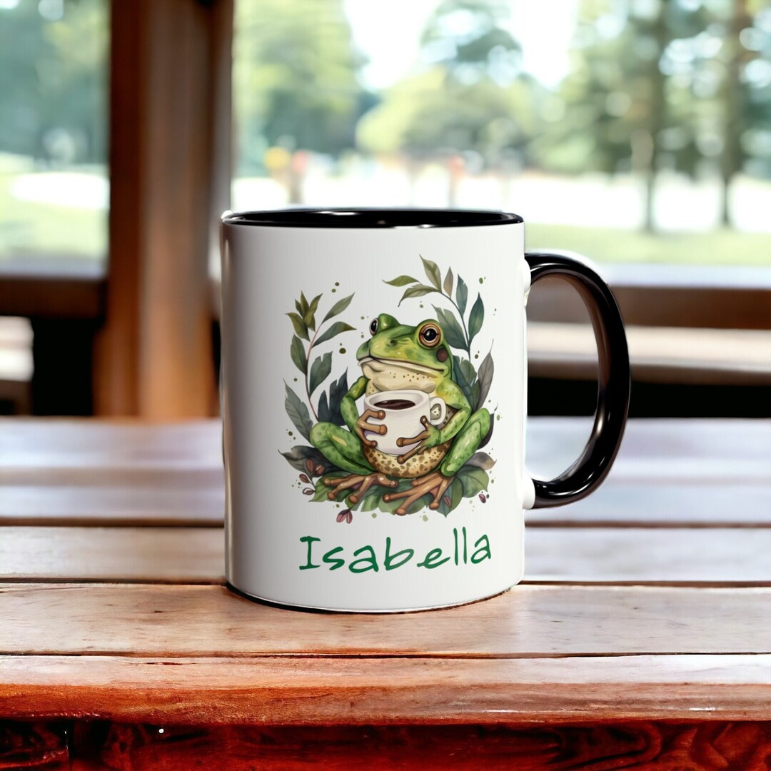 Taza de café personalizada con diseño de rana, taza de cerámica de 325 ...