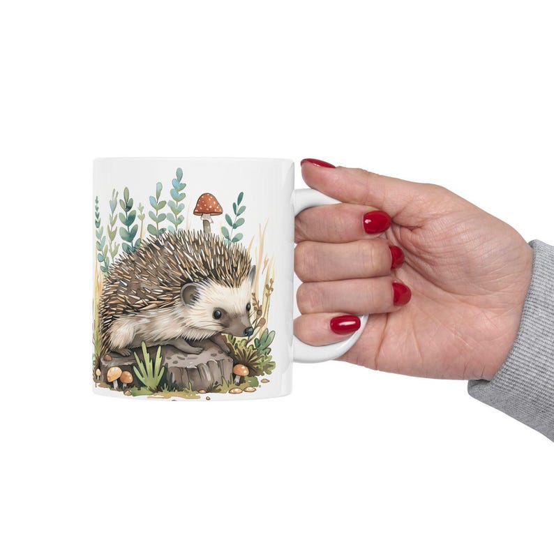 Cute Hedgehog Ceramic Mug, 11oz Adorable Animal Lover Gift, Hedgehog ...